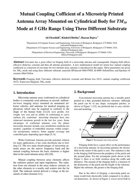 Pdf Mutual Coupling Coefficient Of A Microstrip Printed Antenna Array Mounted On Cylindrical
