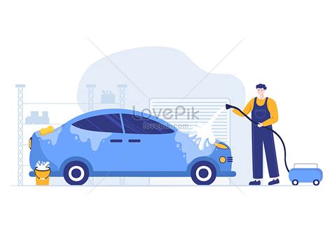 세차 서비스 평면 디자인 일러스트 레이션 일러스트 무료 다운로드 Lovepik