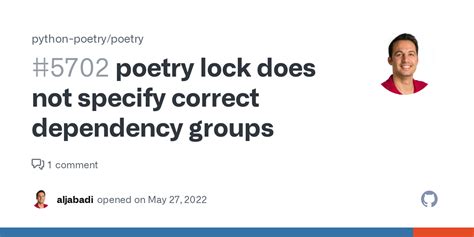 poetry lock does not specify correct dependency groups · issue 5702