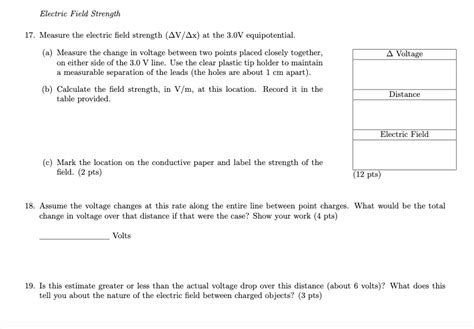 Solved Electric Field Strength A Voltage 17 Measure The Chegg Com