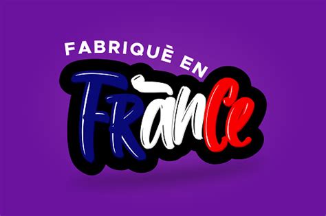 Fabrique En France 모던 브러쉬 레터링 텍스트입니다 비즈니스 인쇄 및 광고를위한 벡터 일러스트 로고 개체 그룹에