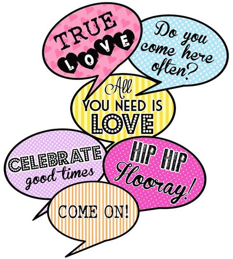 Printable Speech Bubble Slogan Props Wedding Photo Booth Props Diy