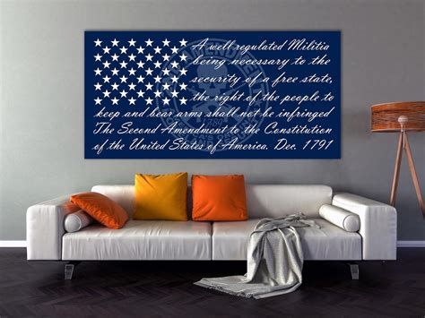 2nd Amendment Canvas Wall Art Blue American Flag Decor Etsy