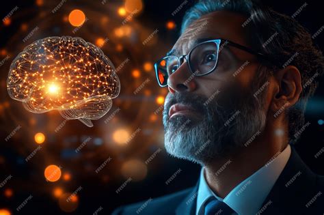 Neocortex Amygdala Elderly Man In A Futuristic Setting With A Glowing