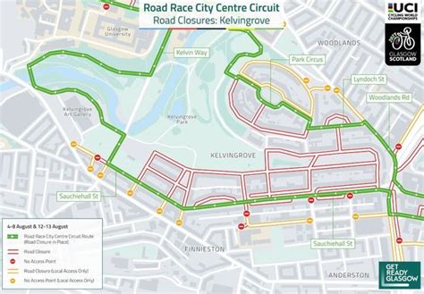 Glasgow Road Race City Centre Maps During The Uci Cycling World