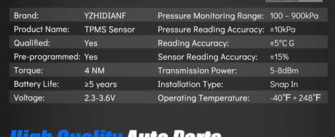 Yzhidianf 68249197aa Pre Programed Tpms Sensor Fit For