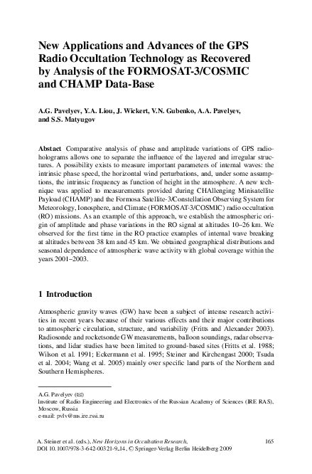 Pdf New Applications And Advances Of The Gps Radio Occultation Technology As Recovered By