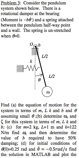 Solved Consider The Pendulum System Shown Below There Is A Chegg