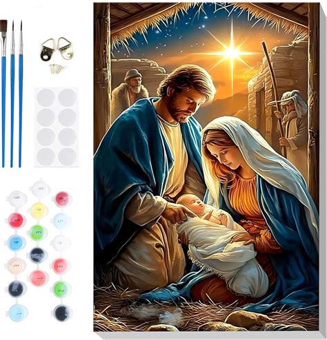 Bowetile Nativity Scene Paint By Numbers For Adults