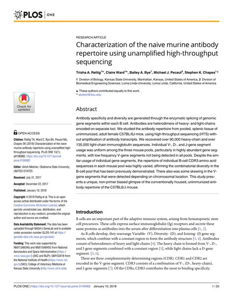 Pdf Characterization Of The Naive Murine Antibody Repertoire Using