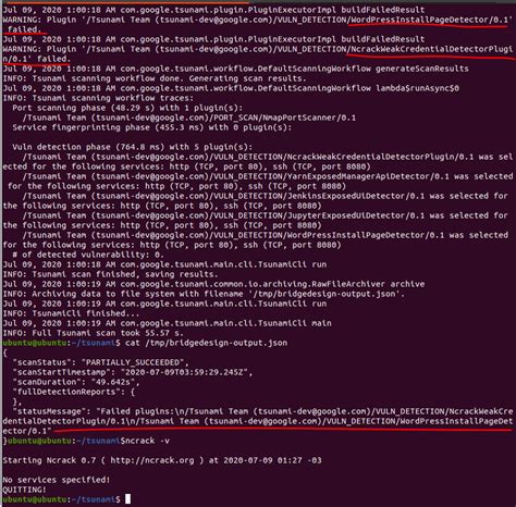 StatusMessage Failed Plugins N Tsunami Team Tsunami Dev Google VULN DETECTION