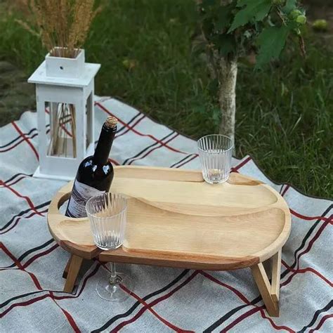 Винний столик з Бука 30х50х19 Овальний в Smereka Shop 1961503142