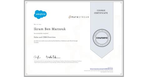 Ikram Ben Marzouk On Linkedin Completion Certificate For Sales And Crm Overview