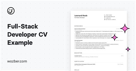 Full Stack Developer CV Example
