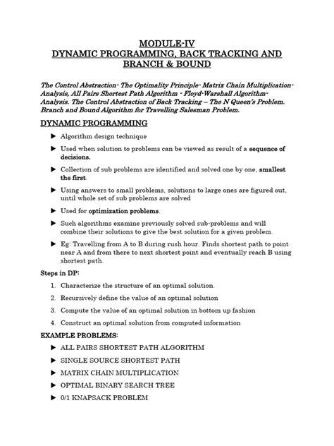 Modu 4 Aad Pdf Dynamic Programming Discrete Mathematics
