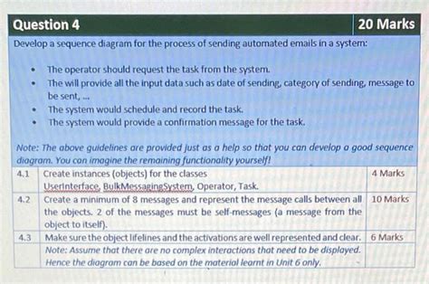 Solved Question Marks Develop A Sequence Diagram For Chegg
