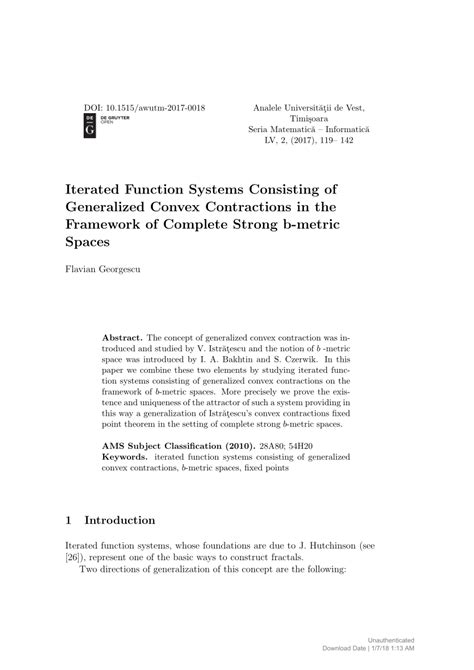 Pdf Iterated Function Systems Consisting Of Generalized Convex Contractions In The Framework