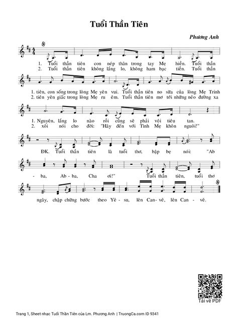 Sheet Tuổi Thần Tiên Pdf Lyrics And Chords