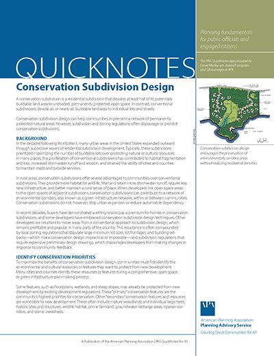 Conservation Subdivision Design
