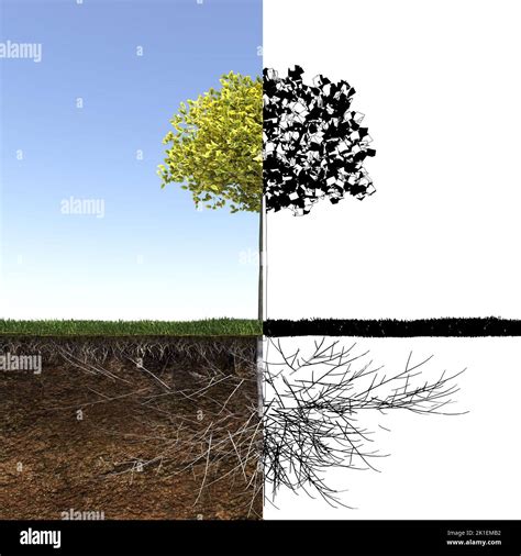 Tree Root System Cg Illustration Sketch Outline Stock Photo Alamy