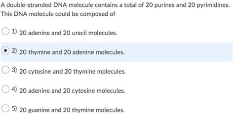 Solved A Double Stranded Dna Molecule Contains A Total Of 20