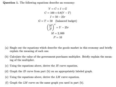 Solved Question 1 The Following Equations Describe An