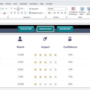 RICE Framework Excel Template Prioritization Speadshet Project Management Tool