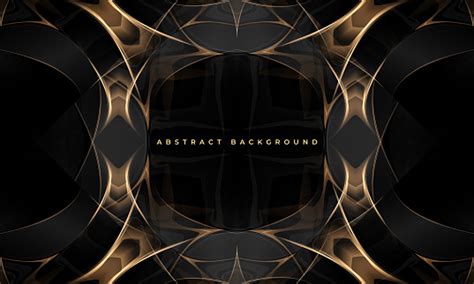 고급 추상적인 황금빛 우아한 모양과 선이 있는 검은색 배경 3차원 형태에 대한 스톡 벡터 아트 및 기타 이미지 3차원 형태 가리기 개념 Istock
