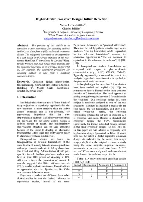 Pdf Higher Order Crossover Design Outlier Detection