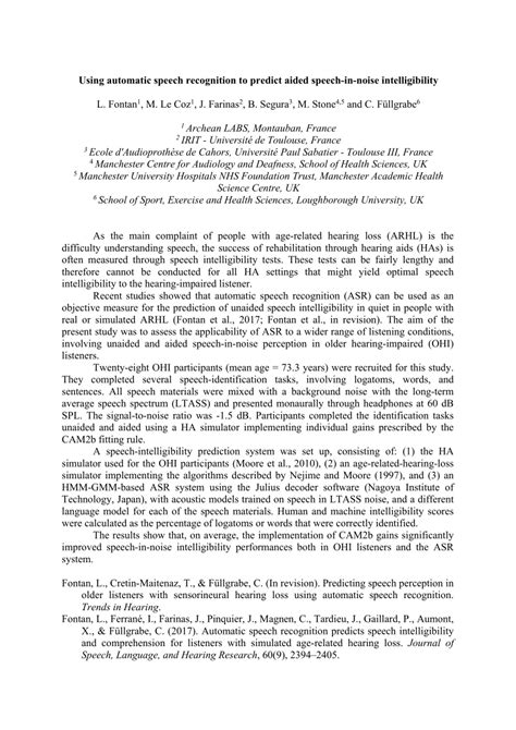 pdf using automatic speech recognition to predict aided speech in