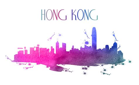 Hong Kong City Capital Logo Skyline Digital Design Vector Pack Ai