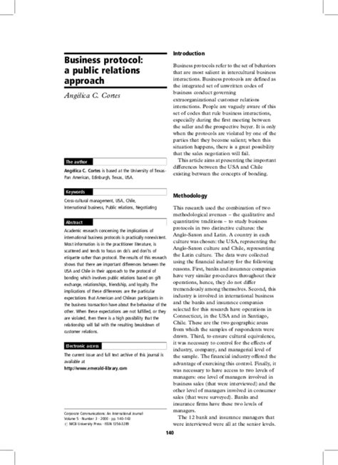 Pdf Business Protocol A Public Relations Approach