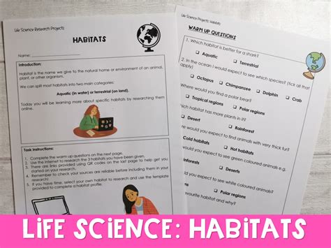 Science Research Project On Habitats Teaching Resources