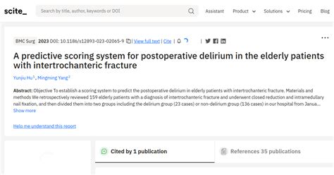 A Predictive Scoring System For Postoperative Delirium In The Elderly Patients With