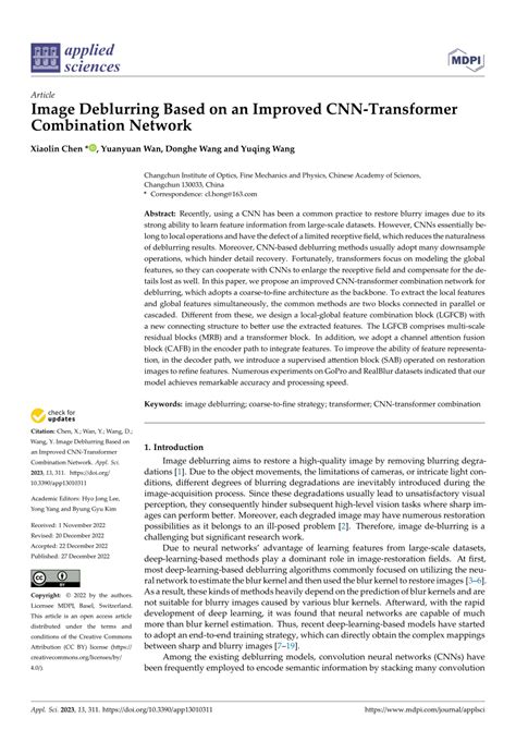 pdf image deblurring based on an improved cnn transformer combination