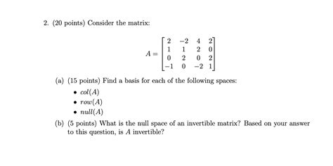 solved 2 20 points consider the matrix