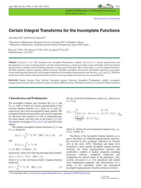 Laplace Transform Incomplete Functions Download Free Pdf Laplace