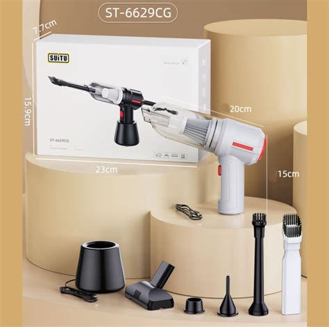 Suitu St 6629 3 In 1 5500pa 자동차 무선 진공 청소기 흡입 및 펌핑 3 가지 모드 흰색 좌석 충전
