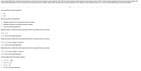 Solved Is The Experiment A Binomial Experiment No Yes What Chegg Com