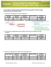 Avg Atomic Mass Practice Pdf Problem Solving Using Isotopic Composition To Calculate Average