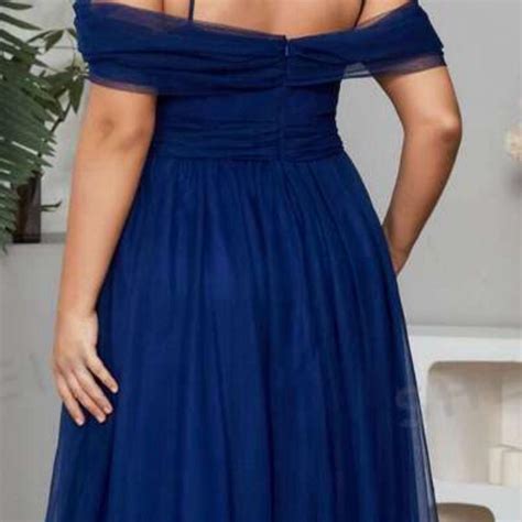 Navy Plus Size Prom Dress With Diamanté Belt Depop