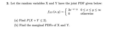 solved 2 let the random variables x and y have the joint