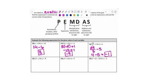 Writing And Evaluating Algebraic Expressions Guided Notes Worksheet And Videos