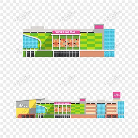 쇼핑몰 평면 건물 벡터 Png 일러스트 무료 다운로드 Lovepik
