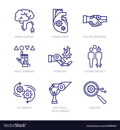 A Set Linear Icons Isolated On White Royalty Free Vector