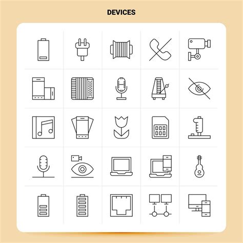 Outline 25 Devices Icon Set Vector Line Style Design Black Icons Set Linear Pictogram Pack Web