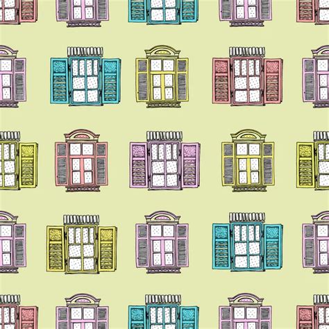 Retro Window Seamless Vector Pattern Hand Drawing Illustration Stock Vector Image By