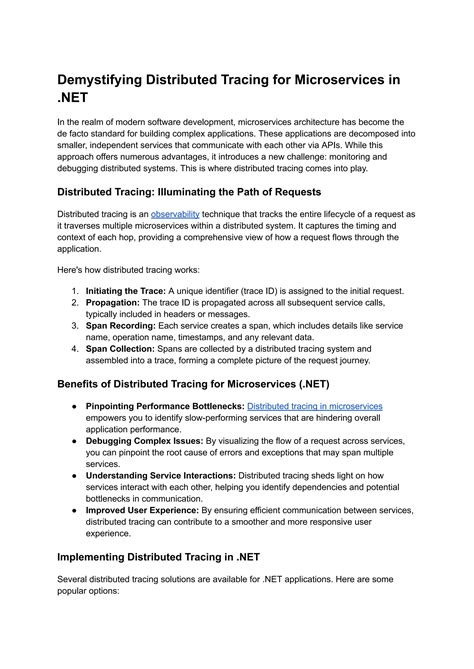 Demystifying Distributed Tracing For Microservices In Net Pdf
