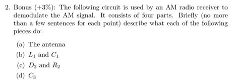 Solved Bonus The Following Circuit Is Used By An AM Chegg