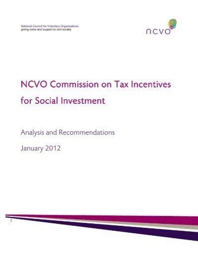 ncvo commission on tax incentives for social investment analysis
